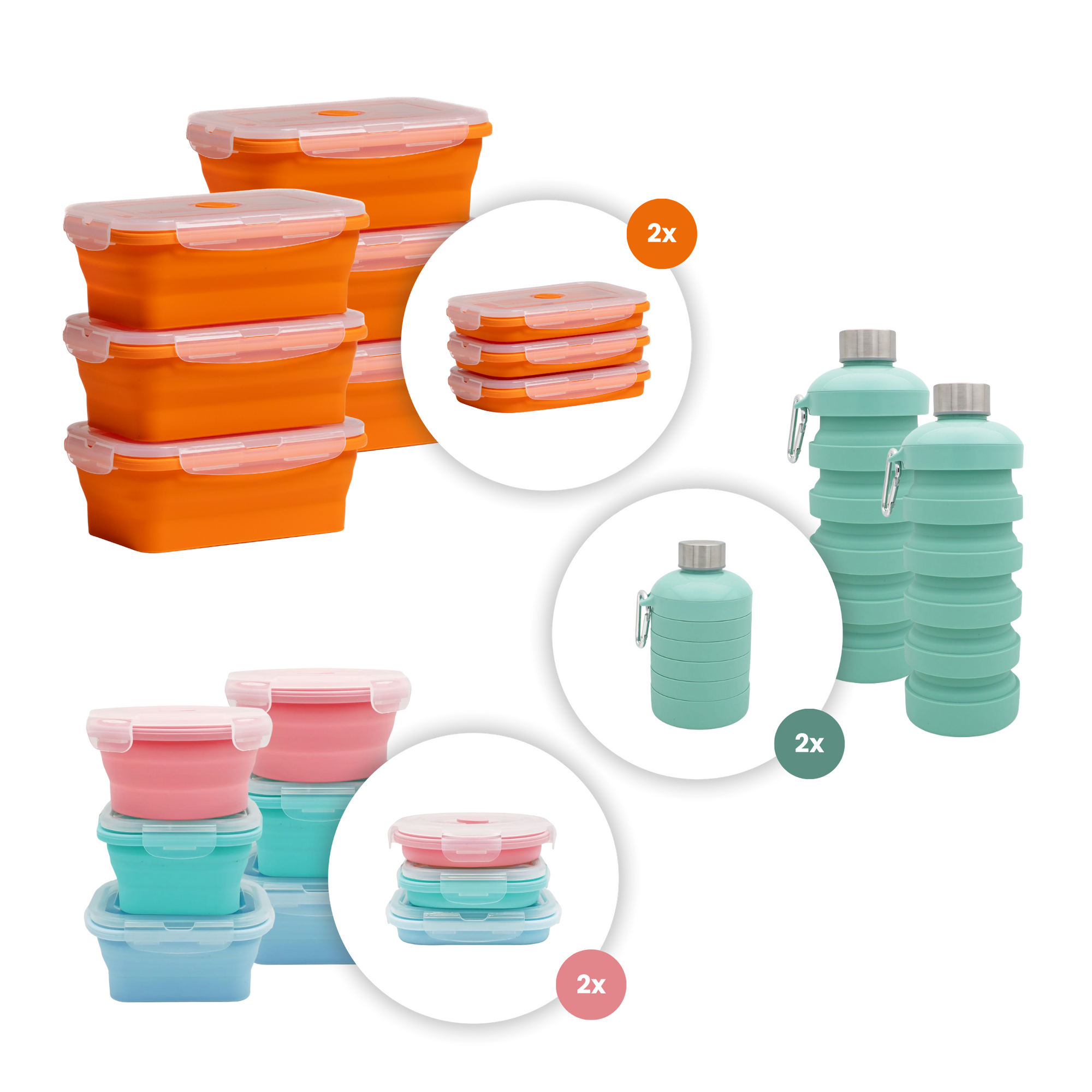 Flat Stacks Collapsible Silicone Food Storage Containers – Flat Stacks ...