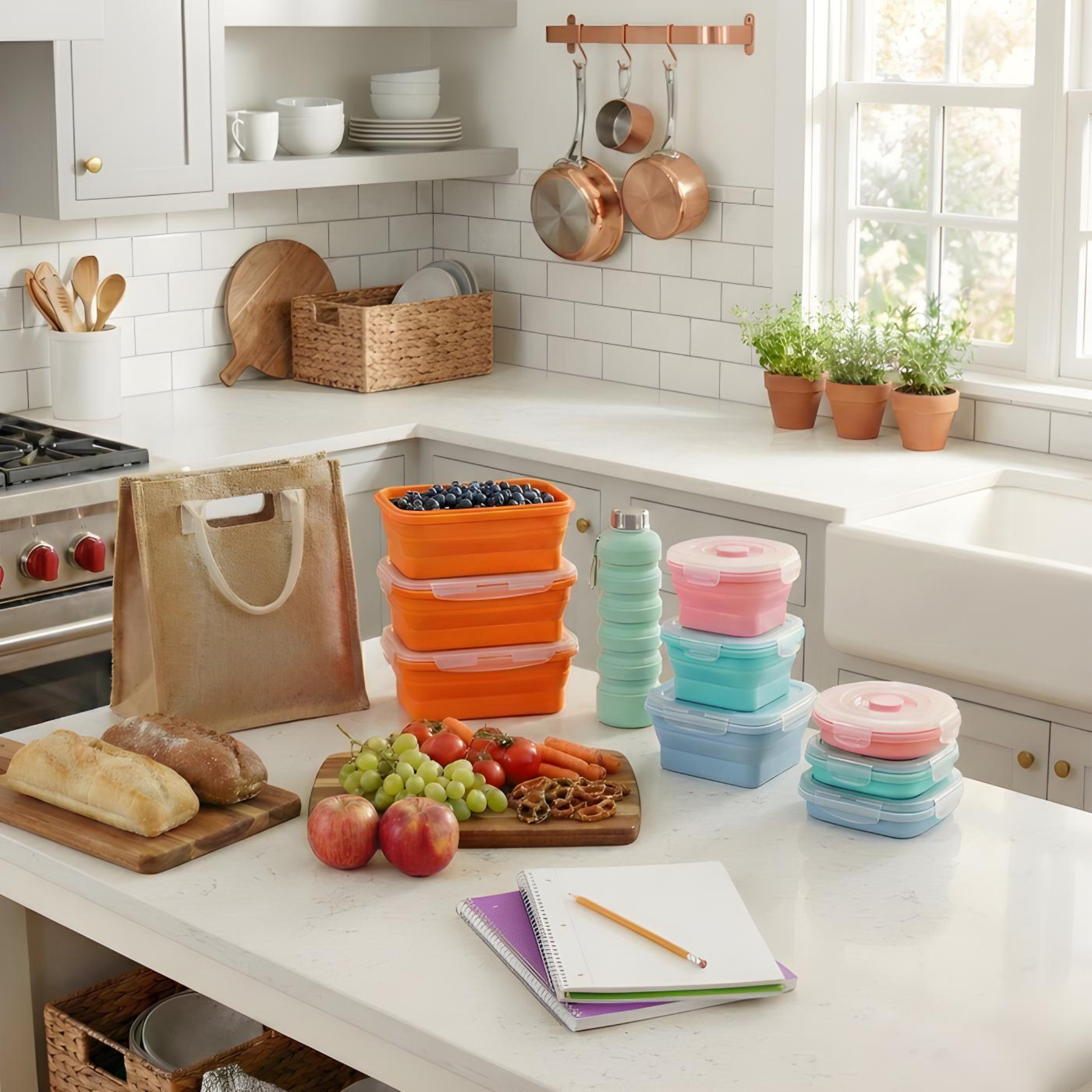 Flat Stacks Collapsible Silicone Food Storage Containers – Flat Stacks ...
