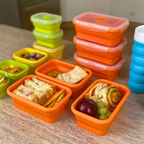 Flat Stacks Collapsible Silicone Food Storage Containers Special ...