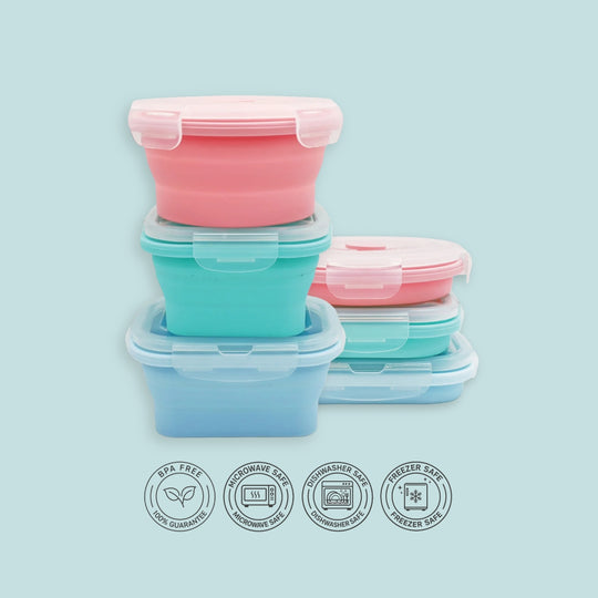 Flat Stacks Collapsible Silicone Food Storage Containers – Flat Stacks ...