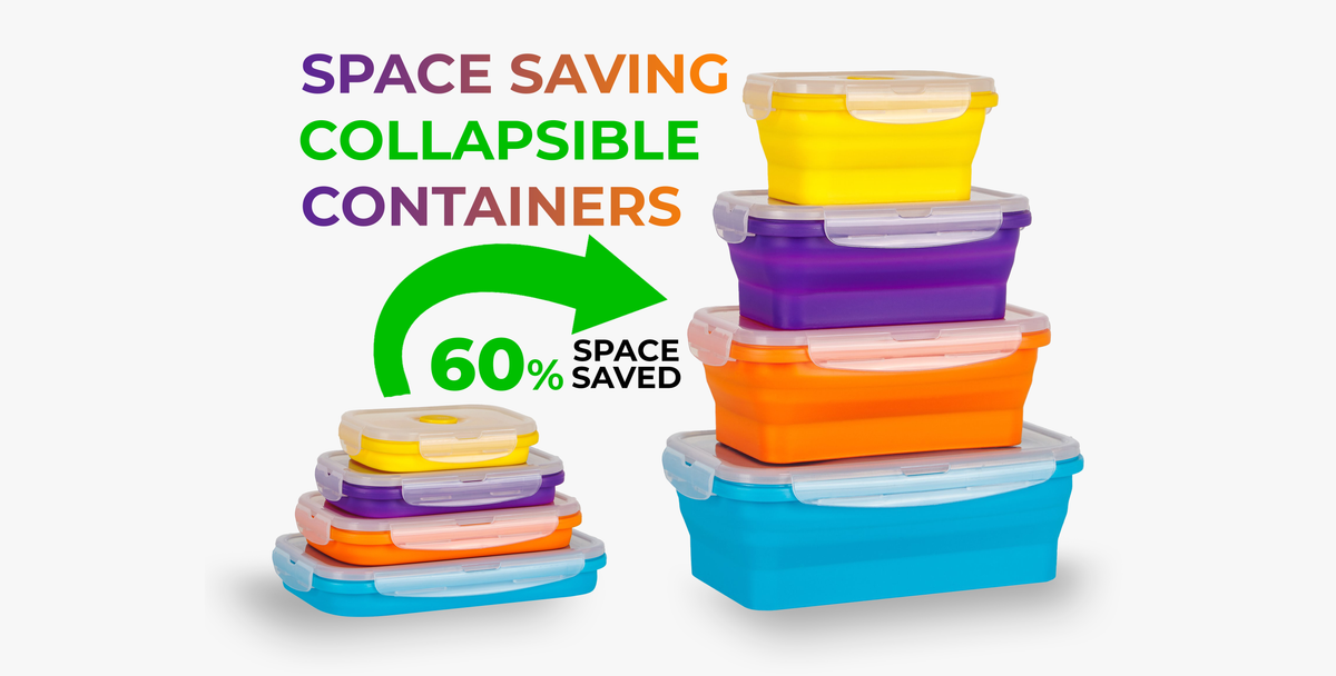 Flat Stacks Collapsible Silicone Food Storage Containers