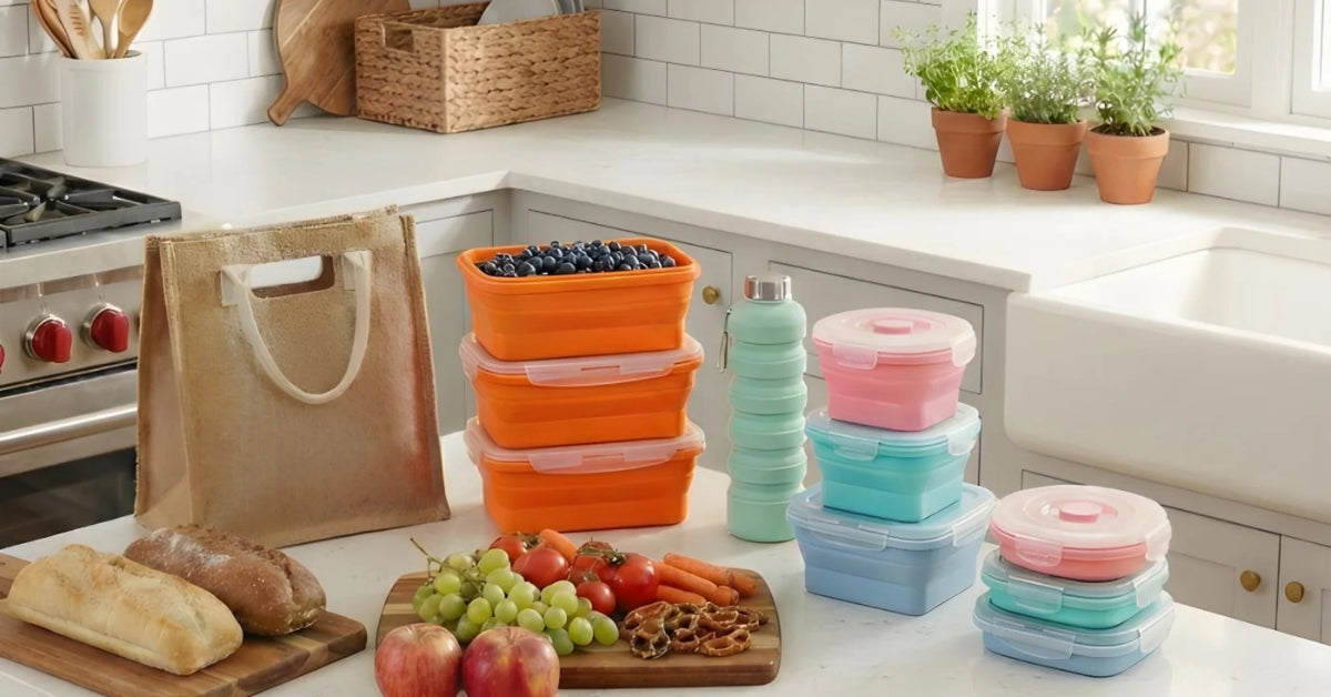 Flat Stacks Collapsible Silicone Food Storage Containers – Flat Stacks ...