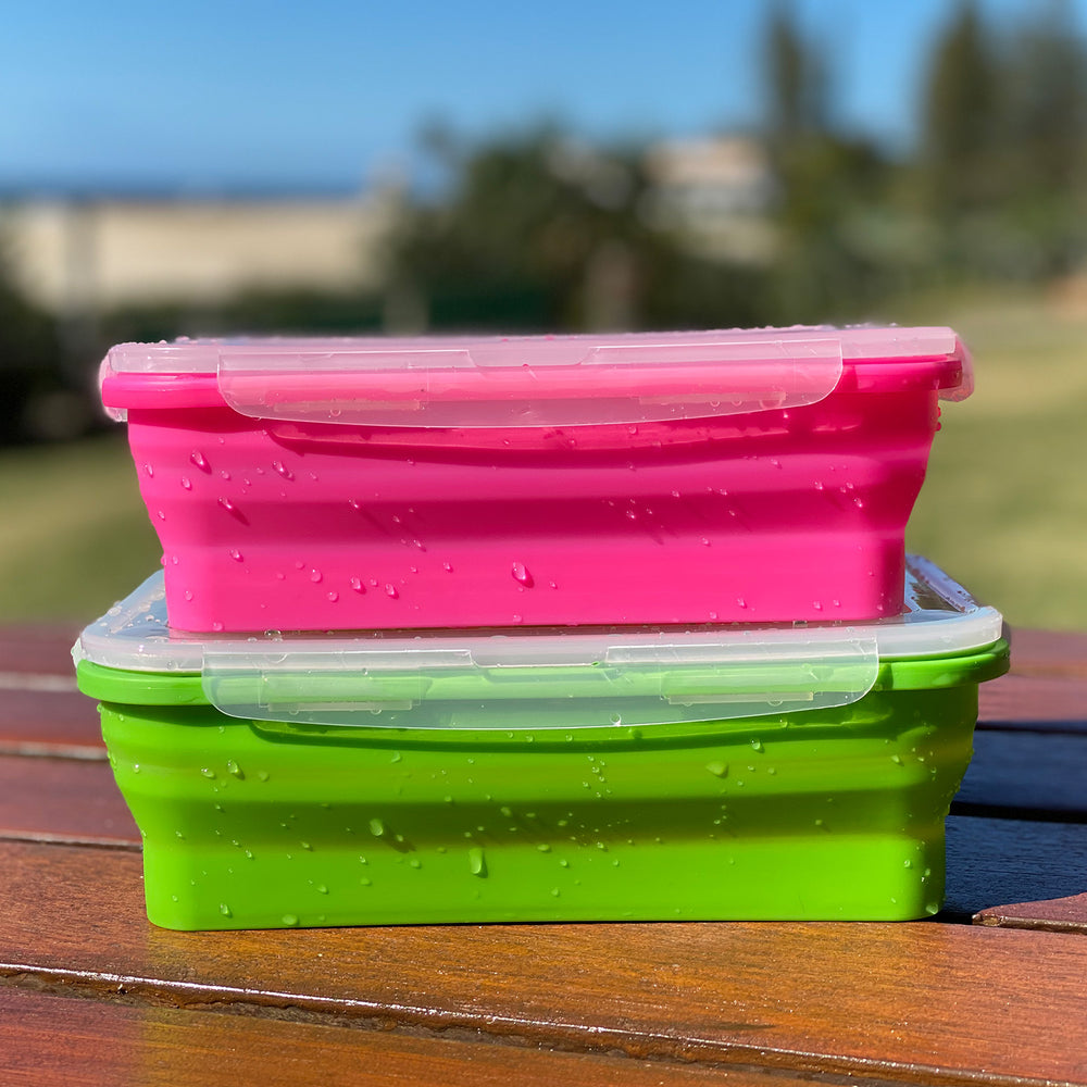 Flat Stacks Collapsible Silicone Food Storage Containers