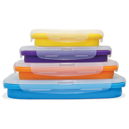 Buy Flat Stacks Collapsible Silicone Food Storage Containers - Flat ...