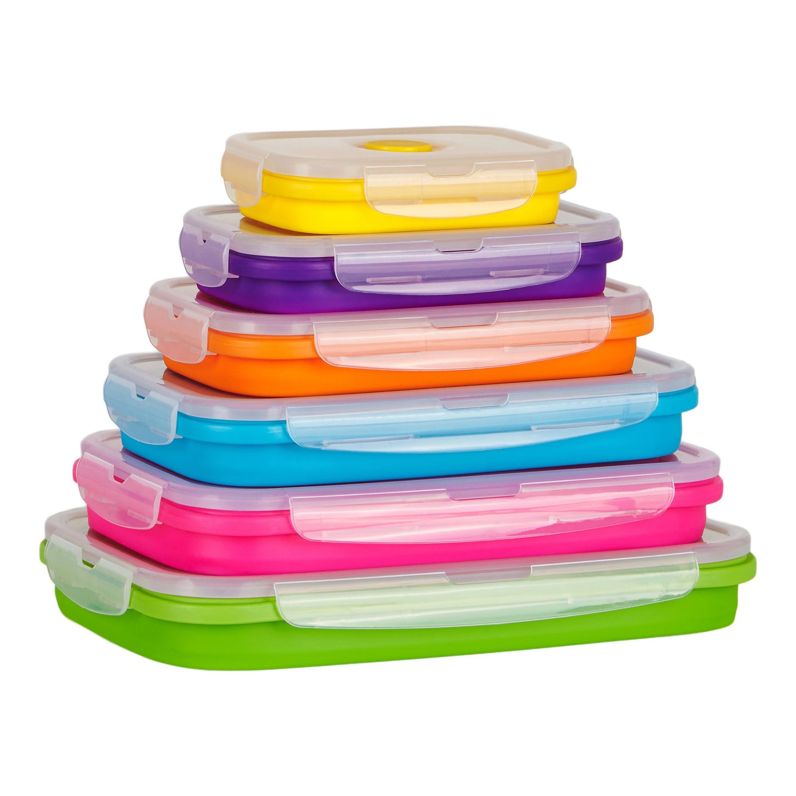Buy Flat Stacks Collapsible Silicone Food Storage Containers - Flat ...