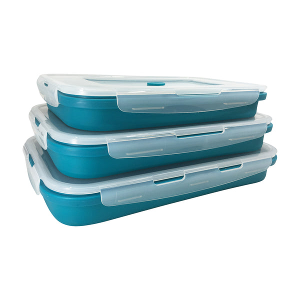 Flat Stacks Collapsible Silicone Food Containers Set of 3 Jumbo - Flat ...