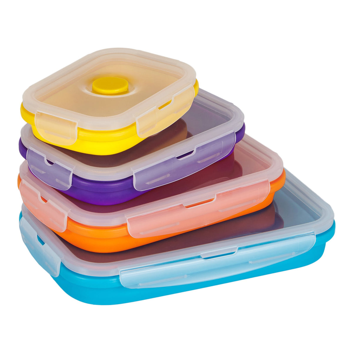 Buy Flat Stacks Collapsible Silicone Food Storage Containers - Flat ...