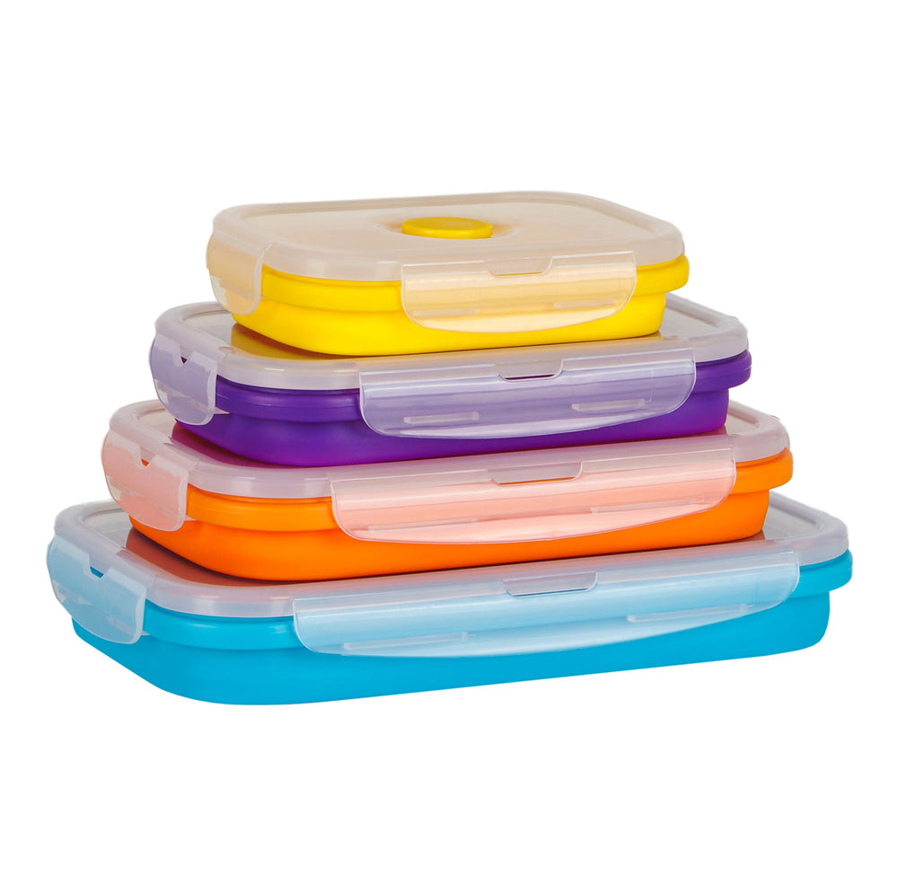 Buy Flat Stacks Collapsible Silicone Food Storage Containers - Flat ...